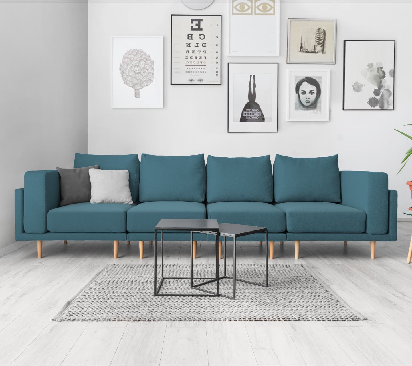 Modularni minimalistički trosed sa drvenim nožicama Clooods 3M | FEYDOM